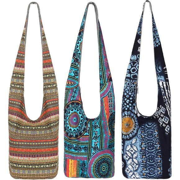 Bags | 3 Pieces Boho Crossbody Bags Women Men Ethnic Style Cotton ...
